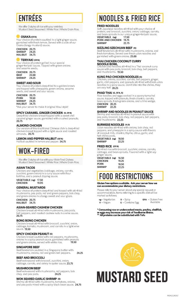 Mustard Seed – Food & Drink Menus - Mustard Seed