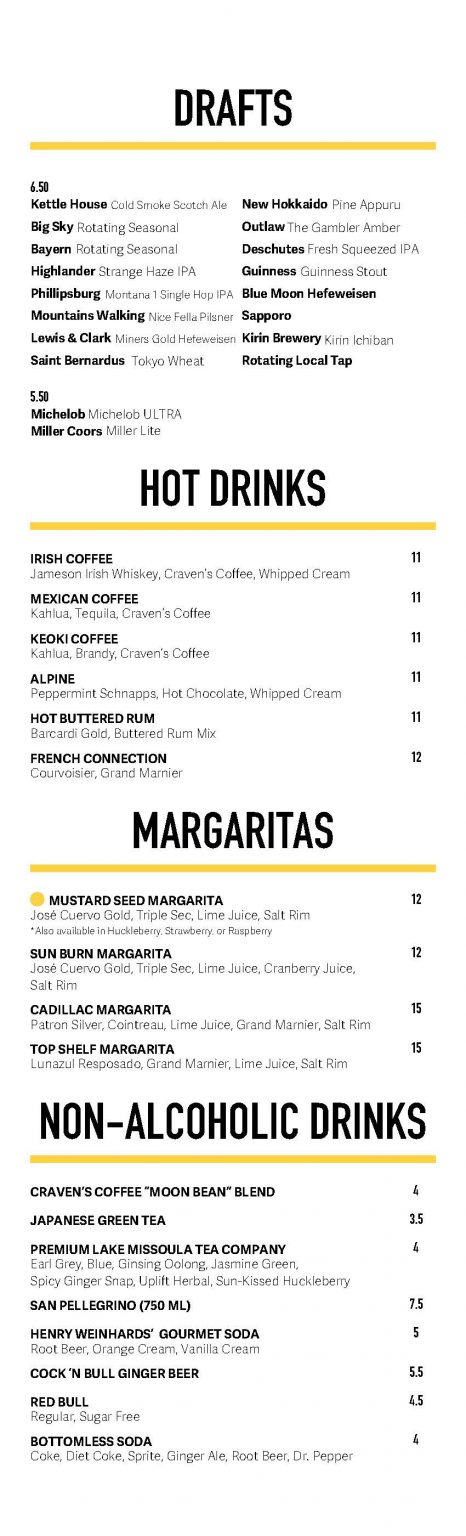 Mustard Seed – Food & Drink Menus - Mustard Seed
