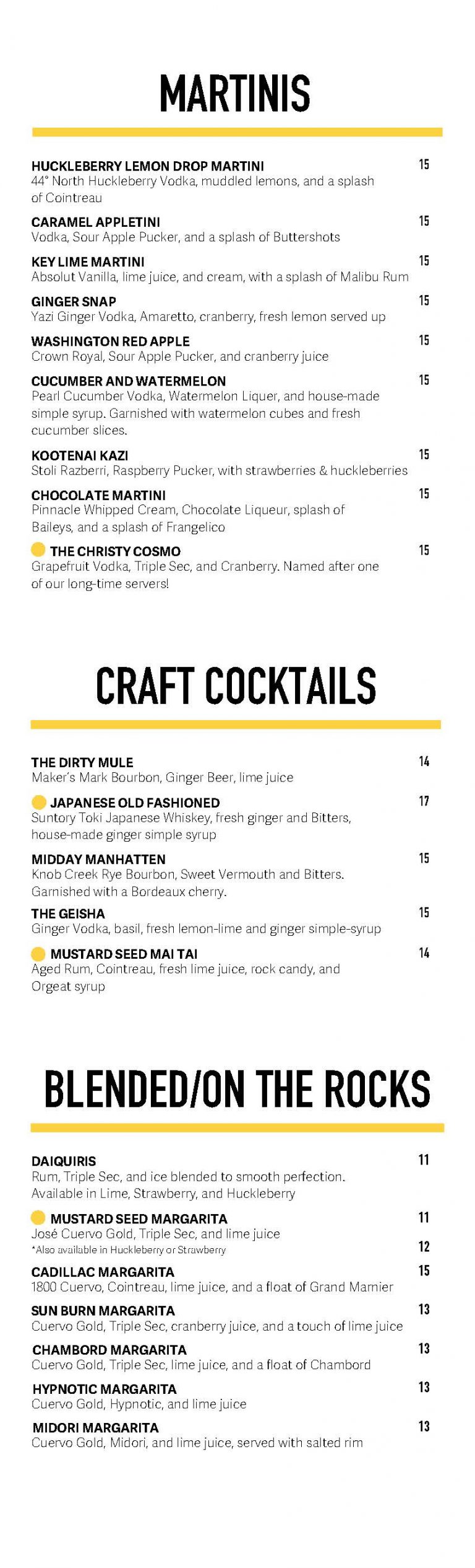 Mustard Seed – Food & Drink Menus - Mustard Seed