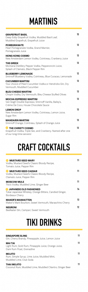 Mustard Seed – Food & Drink Menus - Mustard Seed